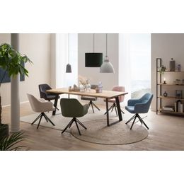 Esstisch Home Affaire "Hudson", beige (natur, schwarz), B:260cm H:77cm T:100cm, Tische, Esstisch, erweiterbar durch Ansteckplatte Hudson