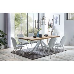 Esstisch Home Affaire "Tristan natur", beige (natur, wei&szlig;, natur), B:160cm H:77cm T:90cm, Tische, Esstisch, mit echter Baumkante