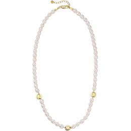 Perlenkette Firetti "Schmuck Geschenk Silber 925 Halsschmuck Halskette Smiley", gold (gelbgoldfarben, wei&szlig;), Halsketten, Damen, Perlen Silber 925 (Sterlingsilber), L: 45, Perlen, Silber 925 (Sterlingsilber), Perlenkette, mit Perle (synth.)