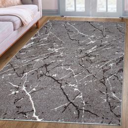 Teppich OTTO HOME "Tjara" Gr. 1, grau, B:60cm H:9mm L:90cm, Kunstfaser, Teppiche, Teppich, Marmor-Design, mit besonders weichem Flor, Kurzflor, dichte Qualit&auml;t