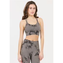 ENDURANCE ATHLECIA Sport-BH ATHLECIA "Theresa", Damen, Gr. S/M, beige (grau, schwarz), 93% Polyamid, 7% Elasthan, unifarben, BHs Sport-BH, im nahtlosen Design mit Crossback-Tr&auml;gern