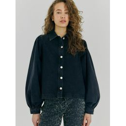 Blusentop NORR "NORR Shirt Ninni", Damen, Gr. 42, schwarz washed, Obermaterial: 100% Baumwolle, Blusen Blusentop