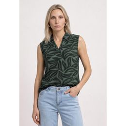 Shirttop Street One, Damen, Gr. 34, deep bound gr&uuml;n, Stoff, Vorderseite: 100% Viskose. R&uuml;ckseite: 95% Viskose, 5% Elasthan, bedruckt, normal normal, Rundhals, abgesteppt, Tops Shirttop, aus softer Viskose