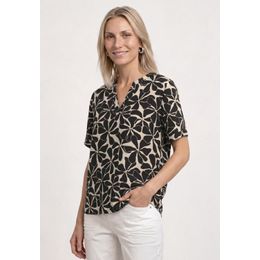 Shirtbluse Street One, Damen, Gr. 34, schwarz, Stoff, 100% Viskose, gebl&uuml;mt, normal normal, Rundhals, abgesteppt, Blusen, aus softer Viskose