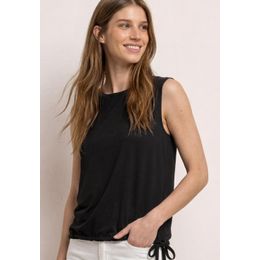Shirttop Street One, Damen, Gr. 34, schwarz, Stoff, 95% Viskose, 5% Elasthan, unifarben, normal normal, U-Boot-Ausschnitt, abgesteppt, Tops Shirttop, aus stretchigem Viskosematerial