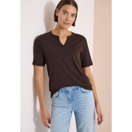 Tunikashirt Cecil, Damen, Gr. XL (44), braun cacao, Stoff, 50% Modal, 50% Baumwolle, unifarben, comfort fit normal, Rundhals, abgesteppt, Shirts, im Tunika-Style
