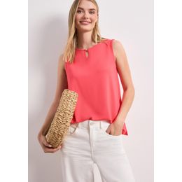 V-Shirt Street One, Damen, Gr. 36, sunset rot, Stoff, 95% Viskose, 5% Elasthan, unifarben, regular fit normal, U-Boot-Ausschnitt, abgesteppt, Shirts, aus strecthigem Viskosematerial