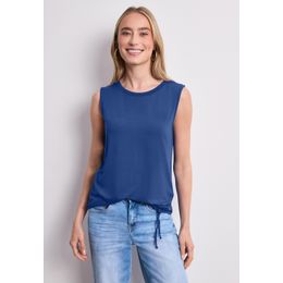 Shirttop Street One, Damen, Gr. 34, amparo blau, Stoff, 95% Viskose, 5% Elasthan, unifarben, normal normal, U-Boot-Ausschnitt, abgesteppt, Tops Shirttop, aus stretchigem Viskosematerial