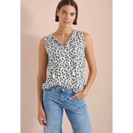 Blusentop Cecil, Damen, Gr. L (42), vanillewei&szlig;, Stoff, 100% Viskose, gebl&uuml;mt, normal normal, Rundhals, abgesteppt, Blusen Blusentop, aus softer Viskose