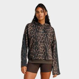 Kapuzensweatshirt adidas Sportswear "W AOP FT HD", Damen, Gr. XL, braun (multicolor, earth strata, shadow braun), Obermaterial: 55% Baumwolle, 36% Polyester, 9% Viskose, normal, Rundhals, angesetztes B&uuml;ndchen, Sweatshirts