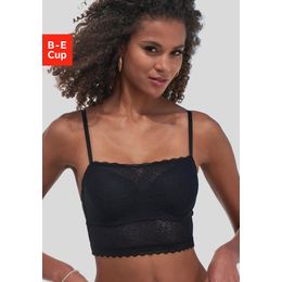 Schalen-BH Vivance, Damen, Gr. 100, Cup B, schwarz, Spitze, Obermaterial: 58% Polyamid, 30% Polyester, 12% Elasthan, BHs Schalen-BH, mit B&uuml;gel, aus Spitze in Leo-Optik, in leichter Longform, sexy Dessous