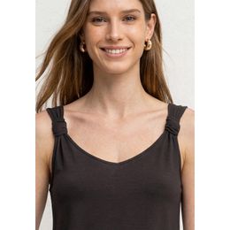 Tr&auml;gertop Street One, Damen, Gr. 34, espresso braun, Stoff, 95% Viskose, 5% Elasthan, unifarben, regular fit normal, V-Ausschnitt, abgesteppt, Tops Tr&auml;gertop, aus stretchigem Viskosematerial