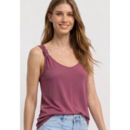 Tr&auml;gertop Street One, Damen, Gr. 34, schwarz clouded blush, Stoff, 95% Viskose, 5% Elasthan, unifarben, regular fit normal, V-Ausschnitt, abgesteppt, Tops Tr&auml;gertop, aus stretchigem Viskosematerial