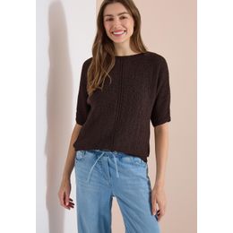 3/4 Arm-Pullover Cecil, Damen, Gr. L (42), braun cacao, Web, 70% Baumwolle, 30% Polyester, unifarben, comfort fit normal, Rundhals, Rippb&uuml;ndchen, Pullover, mit 3/4 &Auml;rmeln