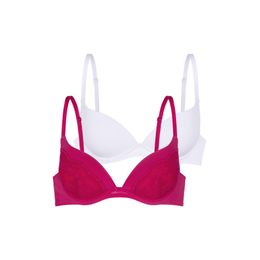 Push-up-BH Dorina "Willa", Damen, Gr. 70, Cup C, pink, wei&szlig;, Microtouch, Obermaterial: 65% Polyamid, 25% Polyester, 10% Elasthan, BHs Push-up-BH, leicht gepolsterte Cups, mit B&uuml;gel