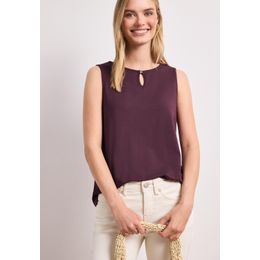 V-Shirt Street One, Damen, Gr. 34, rustic rouge, Stoff, 95% Viskose, 5% Elasthan, unifarben, regular fit normal, U-Boot-Ausschnitt, abgesteppt, Shirts, aus strecthigem Viskosematerial