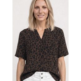 Shirtbluse Street One, Damen, Gr. 34, molten earth, Stoff, 100% Viskose, gebl&uuml;mt, normal normal, Rundhals, abgesteppt, Blusen, aus softer Viskose