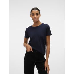 V&eacute;ro Moda Kurzarmshirt VERO MODA "VMPAULA S/S T-SHIRT NOOS", Damen, Gr. M, blau (navy blazer), Jersey, Obermaterial: 100% Baumwolle, unifarben, regular fit normal, Rundhals, Aufschlag, Shirts, Baumwolle, regular fit