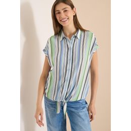 Kurzarmbluse Cecil, Damen, Gr. L (42), light sky blau, Stoff, 100% Viskose, gestreift, normal normal, V-Ausschnitt, abgesteppt, Blusen, aus softer Viskose
