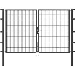 Zaundoppelt&uuml;r Alberts "Flexo", grau (anthrazit), B:250cm H:160cm, Stahl, Tore, 250 cm Breite, in versch. H&ouml;hen