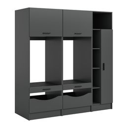 Badm&ouml;bel-Set Welltime "FALAS, 3-teilig, Hauswirtschaftsraum Set, Breite 182 cm", anthrazit nb, H:195cm T:68cm, Holzwerkstoff, Kastenm&ouml;bel-Sets, Badm&ouml;bel-Set, Kombination, Waschmaschinenumbau, Waschmaschinenschrank, W&auml;schekammer