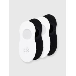 F&uuml;&szlig;linge Calvin Klein "CK WOMEN FOOTIE HIGH CUT 4P ECOMM", Damen, Gr. 35-38, wei&szlig;, schwarz, Obermaterial: 64% Baumwolle, 34% Polyamid, 2% Elasthan, elastisch, Socken, No Show Socks