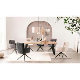 Esstisch Home Affaire "Hudson", beige (natur, schwarz), B:220cm H:77cm T:100cm, Tische, Esstisch, erweiterbar durch Ansteckplatte Hudson