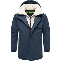 Kurzmantel STONE HARBOUR "Navroos XX", Herren, Gr. L (52), blau (navy), Obermaterial: 45% Polyester, 45% Baumwolle, 10% Nylon. Futter: 100% Polyester. Wattierung: 100% Polyester. &Auml;rmelfutter: 100% Polyester, gerade Po-bedeckend, hoch geschlossener Ausschnitt, &Auml;rmel ohne &Auml;rmelschlitz Rippb&uuml;ndchen mit Druckknopf,verstellbar, M&auml;ntel Kurzmantel, Kurzer Herren Wintermantel mit abnehmbarem Kragen