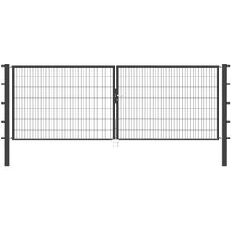 Zaundoppelt&uuml;r Alberts "Flexo", grau (anthrazit), B:400cm H:140cm, Stahl, Tore, 400 cm Breite, in versch. H&ouml;hen