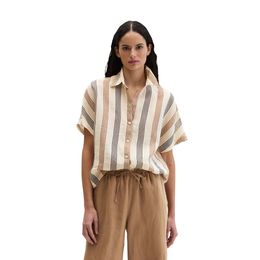 Marc O'Polo Kurzarmbluse MARC O'POLO "aus weicher Ramiefaser", Damen, Gr. 42, beige (light braun), Obermaterial: 100% Ramie, bedruckt, regular fit, normaler Saum, Blusen