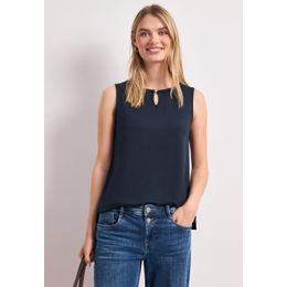 V-Shirt Street One, Damen, Gr. 34, shadowed navy, Stoff, 95% Viskose, 5% Elasthan, unifarben, regular fit normal, U-Boot-Ausschnitt, abgesteppt, Shirts, aus strecthigem Viskosematerial