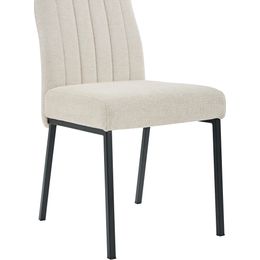 4-Fu&szlig;stuhl Hela "CATANIA", beige, schwarz, beige, B:44cm H:95cm T:63,5cm, Metall, Polyester, Stoff, St&uuml;hle, 4-Fu&szlig;, Federkorb, Vierkantrohrgestell, 140kg belastbar
