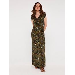 Maxikleid Apricot "Maxikleid", Damen, Gr. XS (34), N-Gr, khaki, Obermaterial: 100% Viskose CV., gemustert, mit Gummizug, Kleider Maxikleid, mit Animal-Print