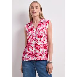 Shirttop Street One, Damen, Gr. 34, sanftes wei&szlig;, Stoff, Vorderseite: 100% Viskose. R&uuml;ckseite: 95% Viskose, 5% Elasthan, bedruckt, normal normal, Rundhals, abgesteppt, Tops Shirttop, aus softer Viskose