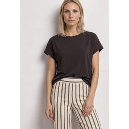 T-Shirt Street One, Damen, Gr. 34, espresso braun, Stoff, 95% Viskose, 5% Elasthan, unifarben, normal normal, U-Boot-Ausschnitt, abgesteppt, Shirts T-Shirt, mit U-Boot-Ausschnitt