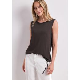Shirttop Street One, Damen, Gr. 34, espresso braun, Stoff, 95% Viskose, 5% Elasthan, unifarben, normal normal, U-Boot-Ausschnitt, abgesteppt, Tops Shirttop, aus stretchigem Viskosematerial