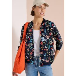 Langarmbluse Cecil, Damen, Gr. XL (44), universal blau, Stoff, 100% Viskose, gebl&uuml;mt, klassisch normal, Rundhals, abgesteppt, Blusen, mit Rundhalsausschnitt