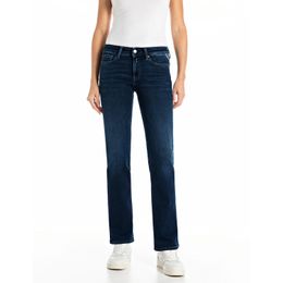 Bootcut-Jeans Replay "NEW LUZ", Damen, Gr. 28, L&auml;nge 30, dunkelblau, Denim/Jeans, Obermaterial: 90% Baumwolle, 8% Polyester, 2% Elasthan, bootcut fit lang, Jeans, mit gesticktem R an der Ges&auml;&szlig;tasche