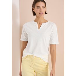 Tunikashirt Cecil, Damen, Gr. L (42), vanillewei&szlig;, Stoff, 50% Modal, 50% Baumwolle, unifarben, comfort fit normal, Rundhals, abgesteppt, Shirts, im Tunika-Style