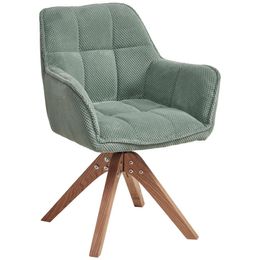 Livetastic Armlehnstuhl, Gr&uuml;n, Eiche, Holz, Textil, Eiche, massiv, Drehkreuz, 61x85x63 cm, Sitzfl&auml;che 360&deg; drehbar, inklusive Armlehnen, Esszimmer, St&uuml;hle, Esszimmerst&uuml;hle, Armlehnenst&uuml;hle
