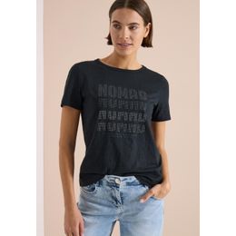 Rundhalsshirt Cecil, Damen, Gr. L (42), palm breeze gr&uuml;n, Web, 50% Baumwolle, 50% Polyester, comfort fit normal, Rundhals, abgesteppt, Shirts Rundhalsshirt, mit Zebramuster