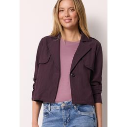 Blouson STREET ONE STUDIO, Damen, Gr. 34, very berry, Stoff, 65% Viskose, 35% Nylon, unifarben, normal kurz, V-Ausschnitt, abgesteppt, Jacken Blouson, aus softem Materialmix