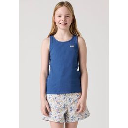 Ripptanktop LEVI'S KIDS "LVG MEET AND GREET RIBBED TANK", M&auml;dchen, Gr. 8 (128), blau (true navy), Obermaterial: 95% Baumwolle, 5% Elasthan, Rundhals, Tops, for GIRLS