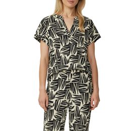 T-Shirt s.Oliver, Damen, Gr. 34, schwarz (schwarz ecru), Web, Obermaterial: 98% Polyester, 2% Elasthan, unifarben, relaxed fit taillenbedeckt, V-Ausschnitt, Shirts T-Shirt, mit &uuml;berschnittenen Schultern
