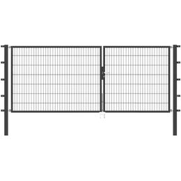 Zaundoppelt&uuml;r Alberts "Flexo", grau (anthrazit), B:350cm H:140cm, Stahl, Tore, 350 cm Breite, in versch. H&ouml;hen