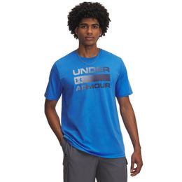T-Shirt Under Armour "UA TEAM ISSUE WORDMARK SS", Herren, Gr. XL, blau (blau atlantis,, washed navy), Obermaterial: 60% Baumwolle, 40% Polyester, Rundhals, Shirts T-Shirt, leichtes Kurzarmdesign, Rundhalsausschnitt