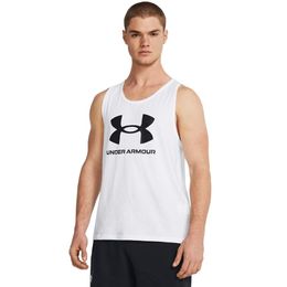 Trainingstop Under Armour "UA Sportstyle Tanktop mit Logo", Herren, Gr. L, wei&szlig;, Obermaterial: 60% Baumwolle, 40% Polyester, Tops, leichtes Material, schnell trocknendes Gewebe