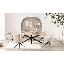 Esstisch Home Affaire "Hudson", beige (natur, schwarz), B:220cm H:77cm T:100cm, Tische, Esstisch, erweiterbar durch Ansteckplatte Hudson
