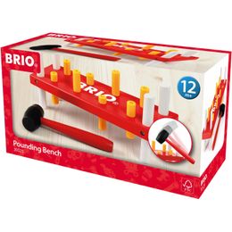 Steckspielzeug Brio "Klopfbank, rot", bunt (rot, wei&szlig;, gelb), Steckspielzeug, BabyB:26cm H:14cm T:11cm, Holz, B:26cm H:14cm T:11cm