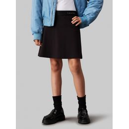 Minirock Calvin Klein Jeans "LOGO TAPE FLARE PUNTO SKIRT", M&auml;dchen, Gr. 12 (152), schwarz (ck schwarz), Jersey, Obermaterial: 66% Viskose, 30% Polyamid, 4% Elasthan, unifarben, regular fit ca. Mitte Oberschenkel, R&ouml;cke Minirock, f&uuml;r Kinder bis 16 Jahre, mit elastischem Bund